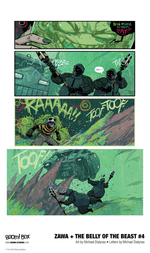 Shocking Revelations In Your First Look At ‘Zawa + The Belly of the Beast’ #4 – COMICON